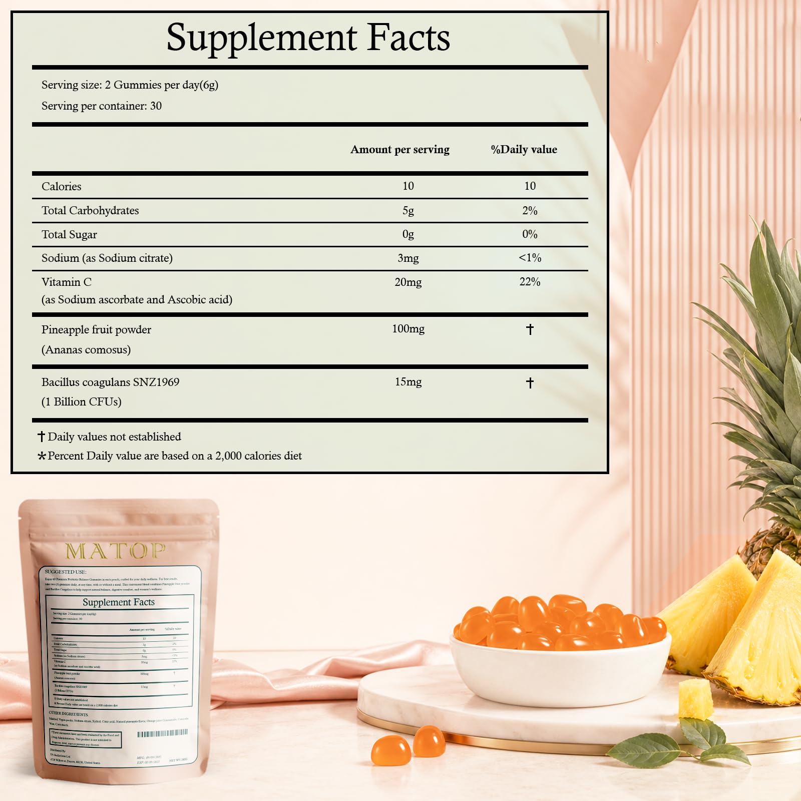 MATOP pineapple gummies for gut health