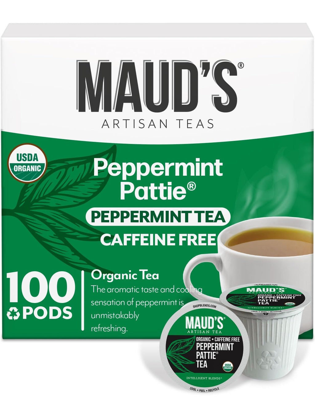 Maud's peppermint tea pods 100 count