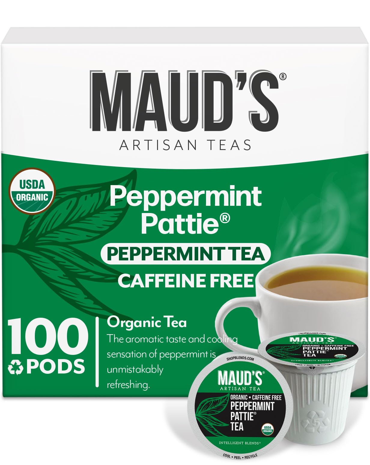 Maud's peppermint tea pods 100 count