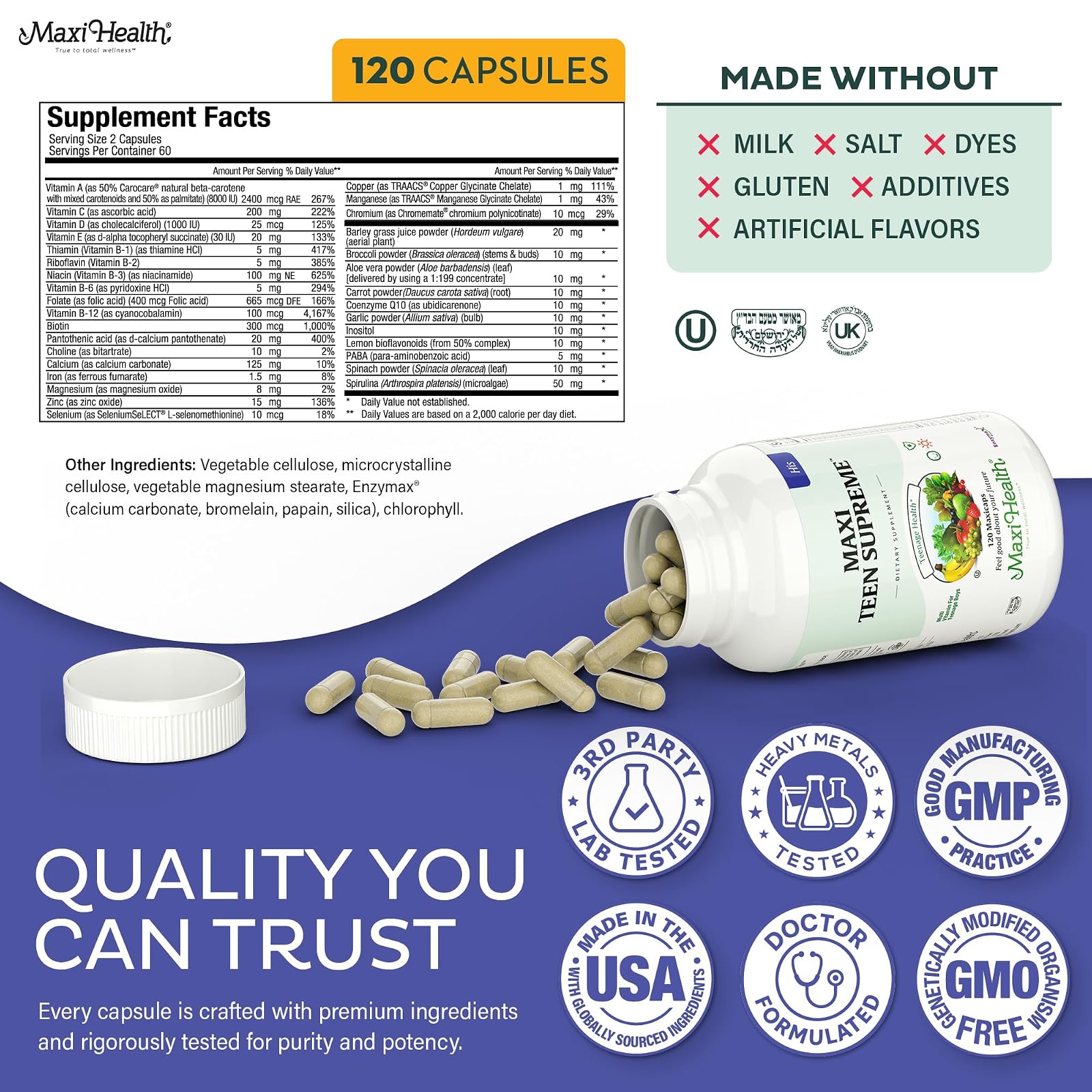 Maxi Health multivitamin for active teens