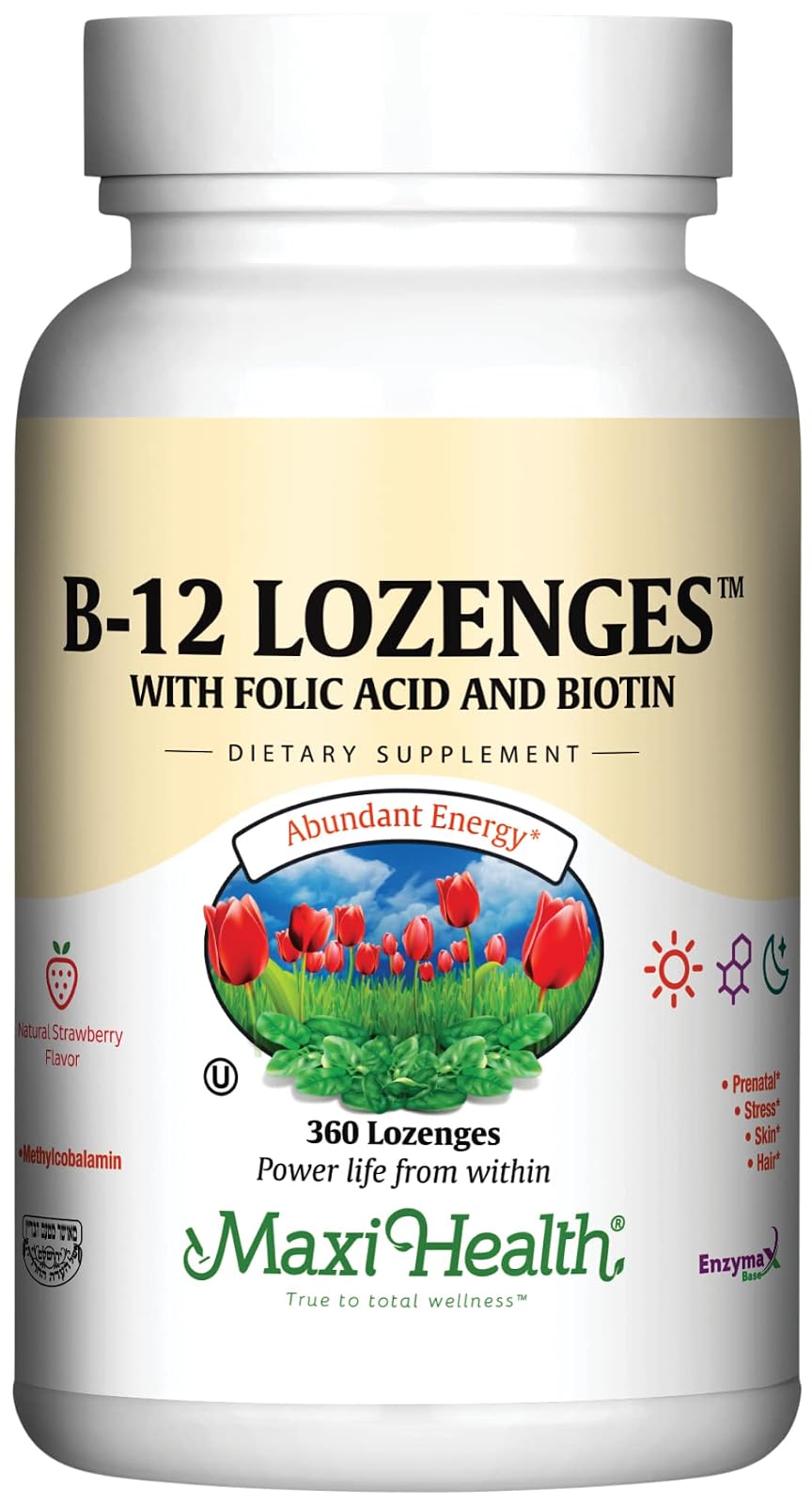 Maxi Health vitamin B12 lozenges strawberry flavour