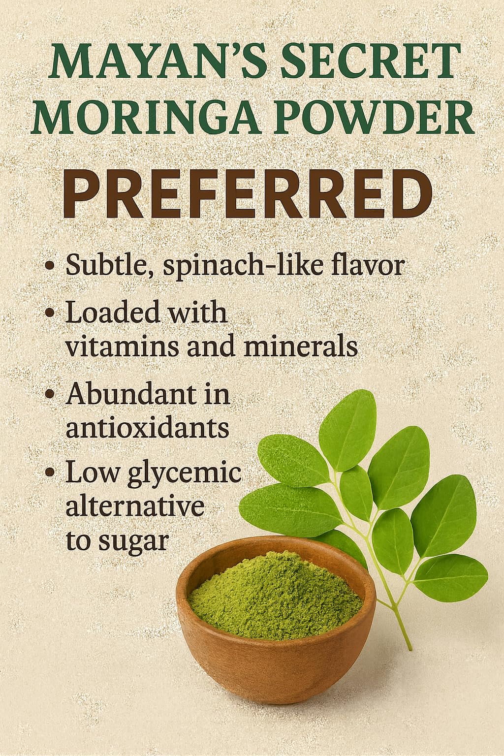 Mayan's Secret 12 oz moringa packaging