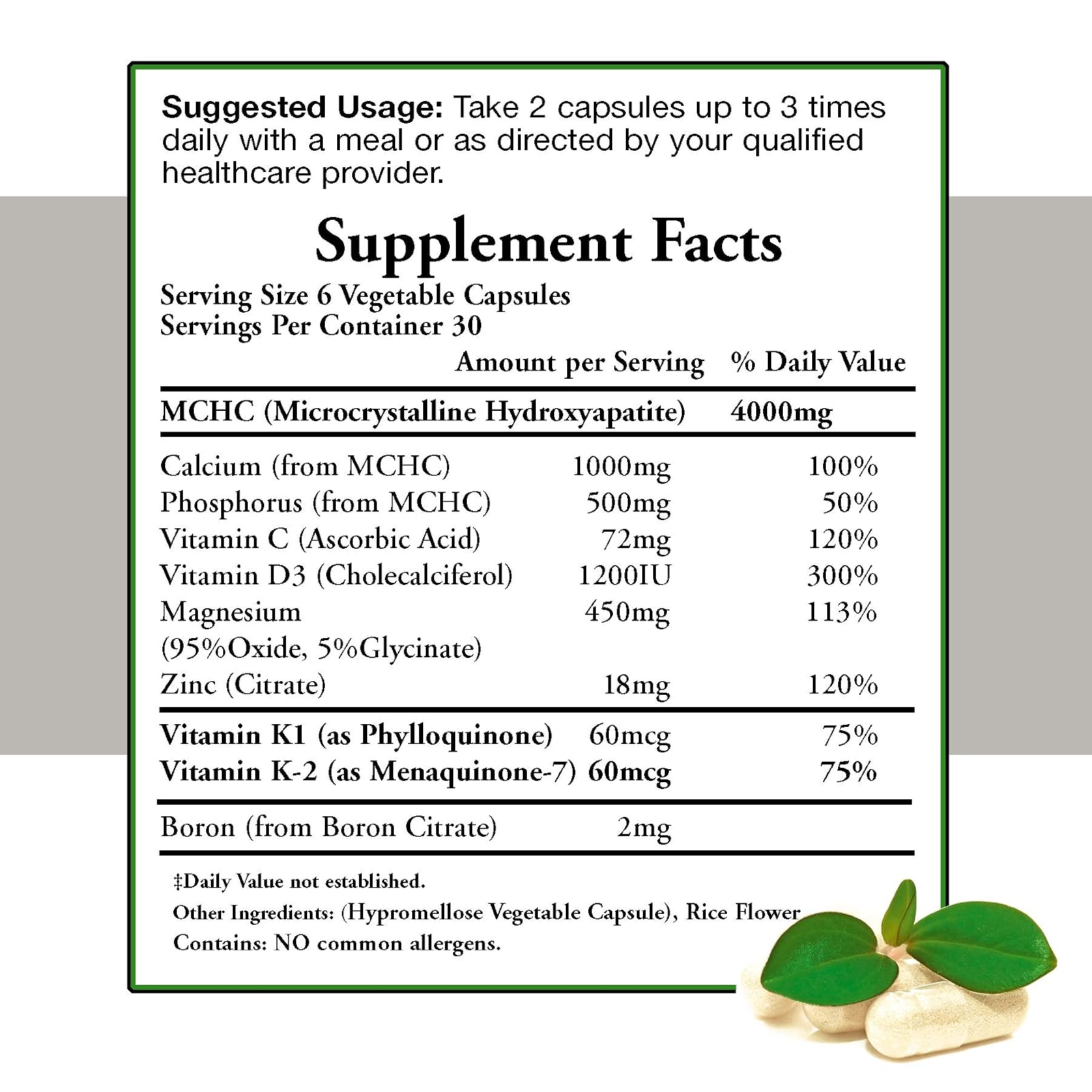 MCHC enriched calcium supplement for health