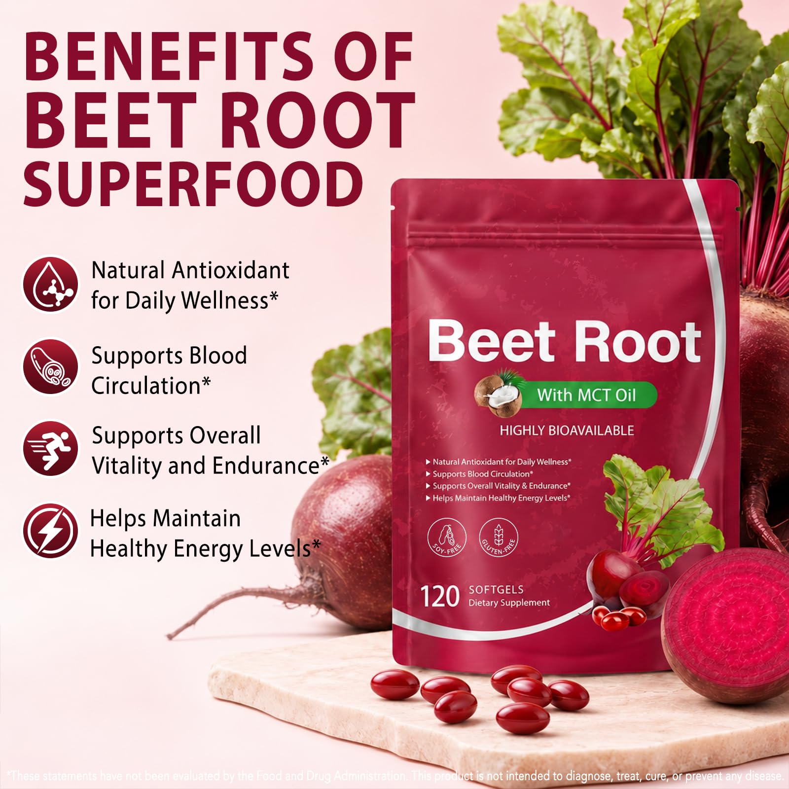 MCT oil infused beet root supplement
