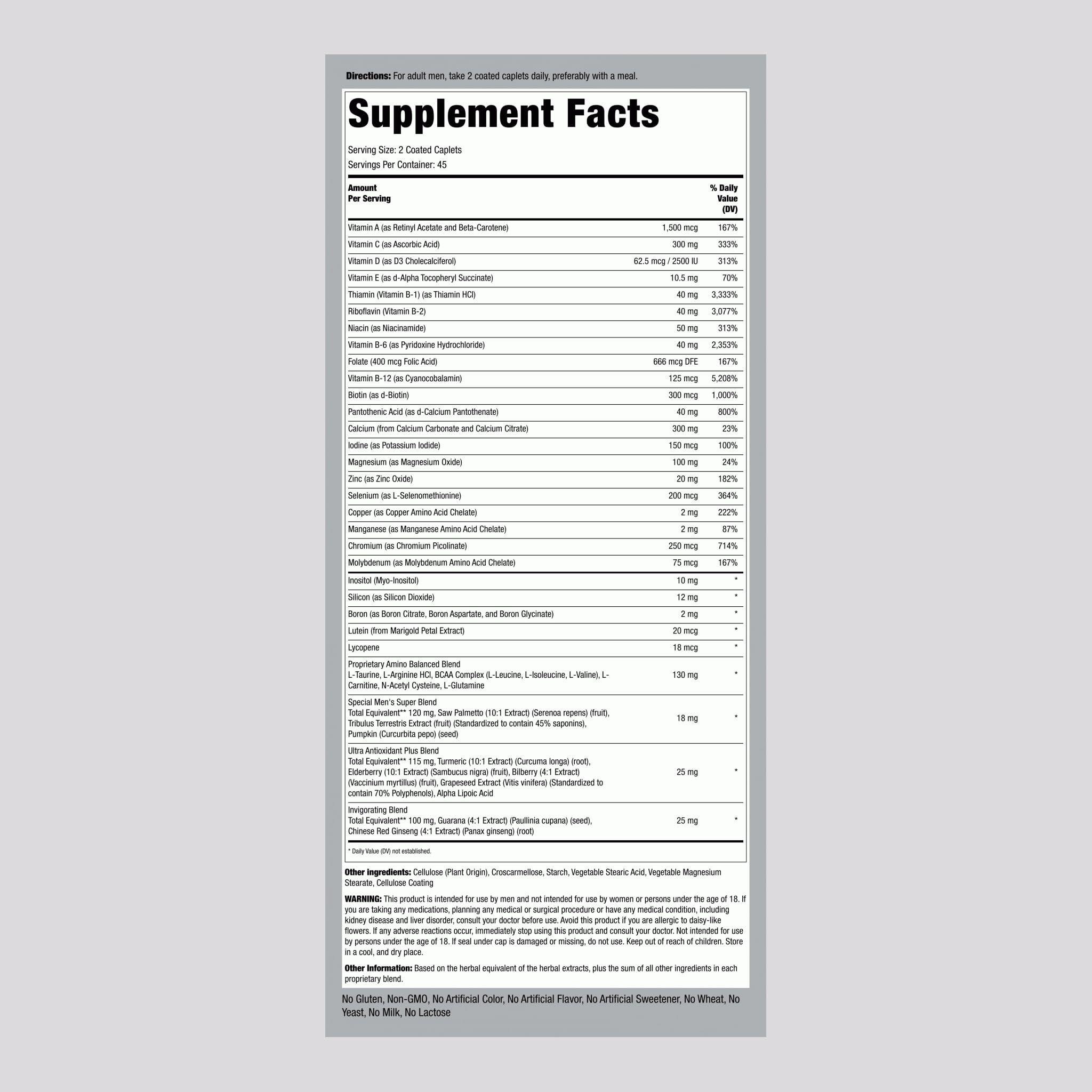 mega vitamin complex for men