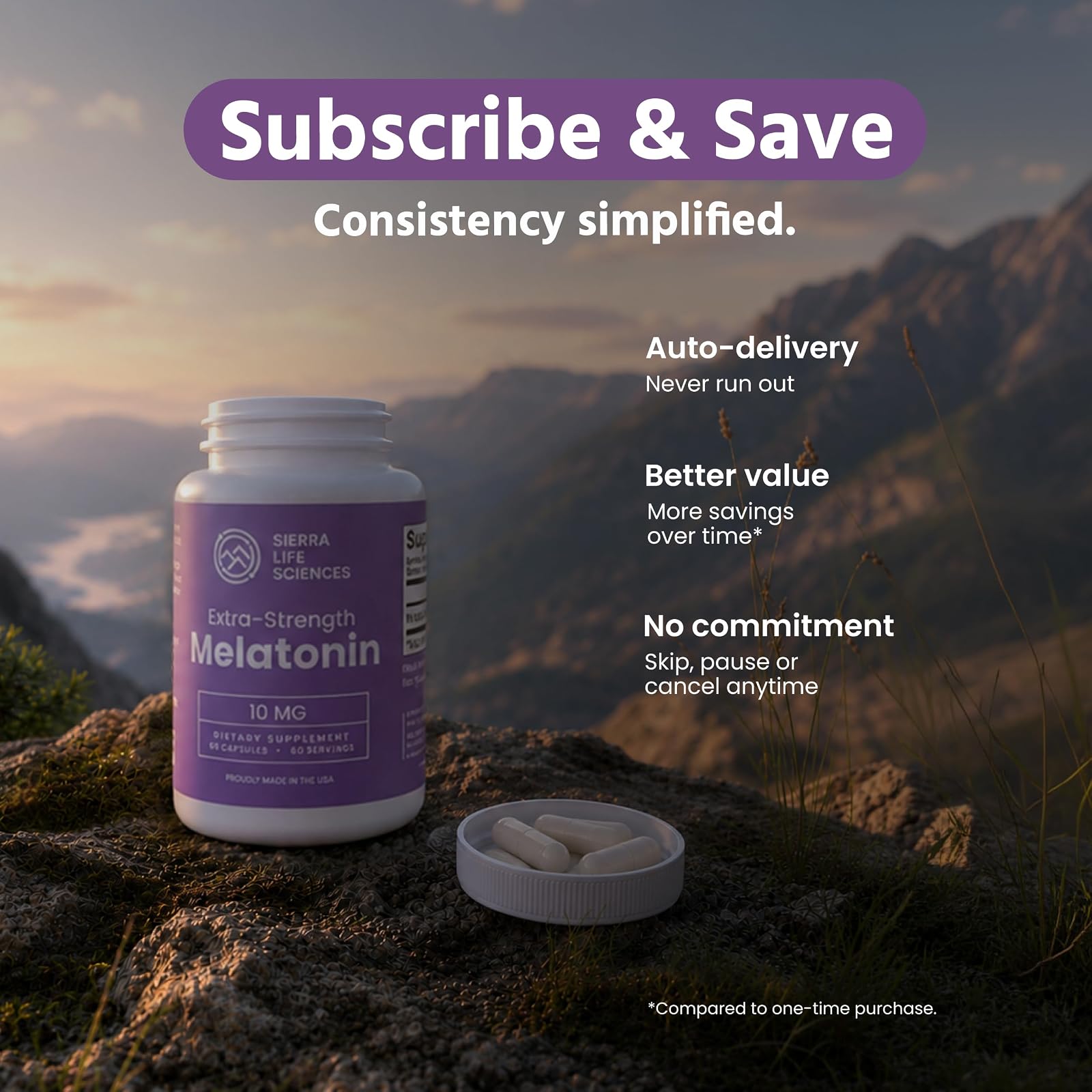 Melatonin capsules for improved rest