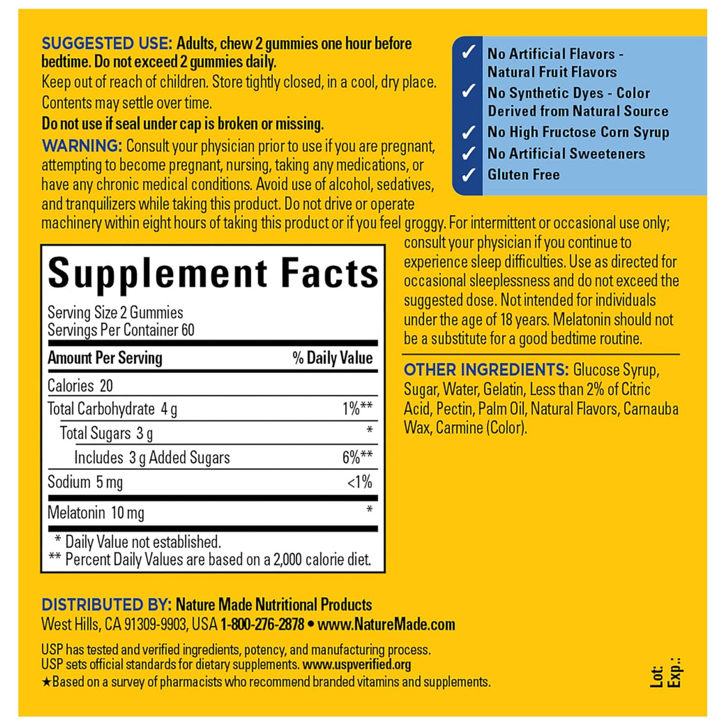 Melatonin gummies for improved sleep quality