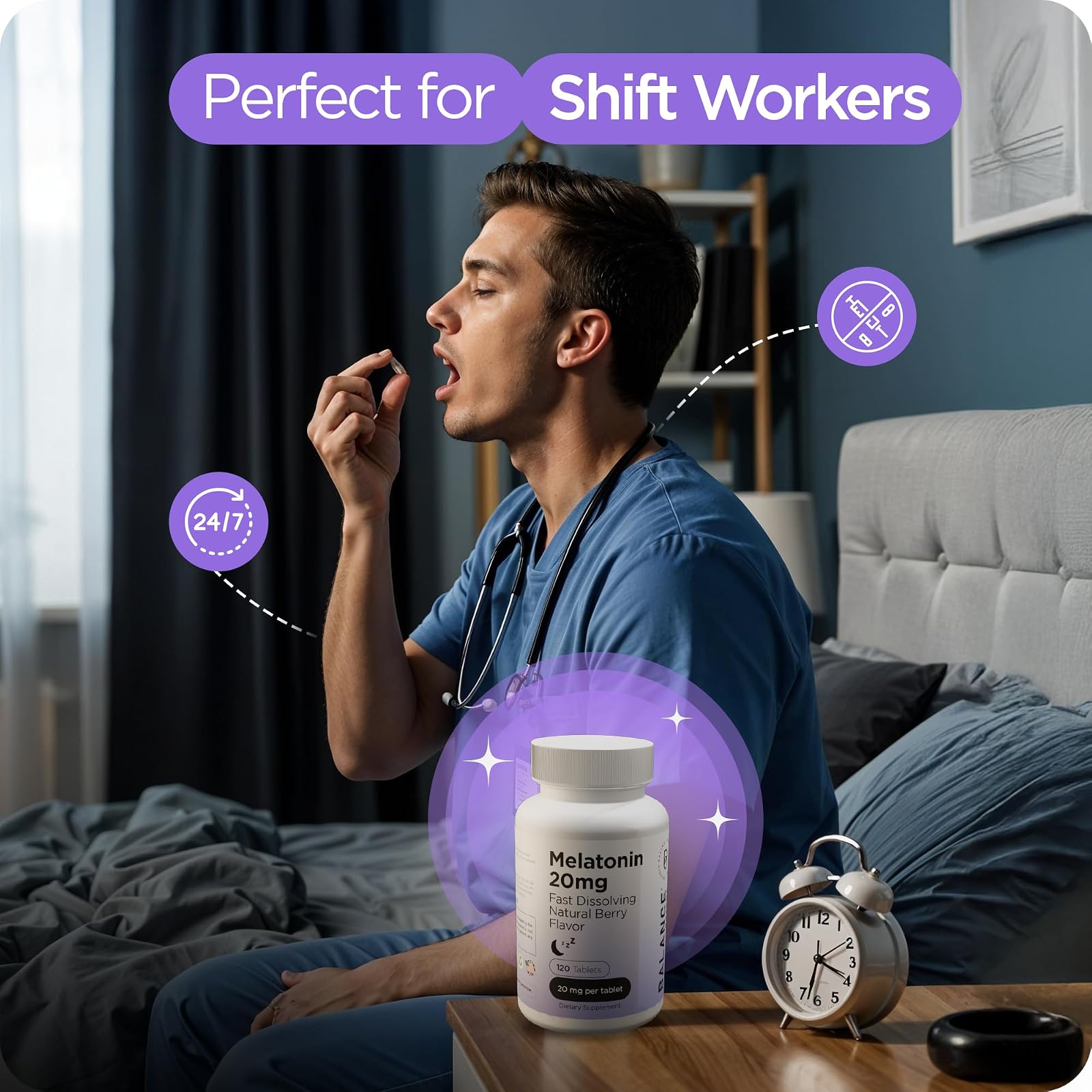Melatonin support for improved sleep cycle