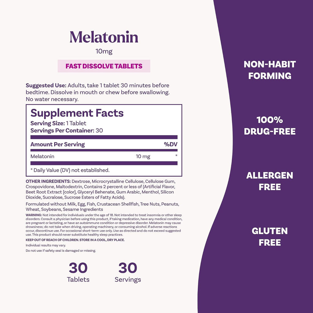 Melatonin tablets for improved sleep quality