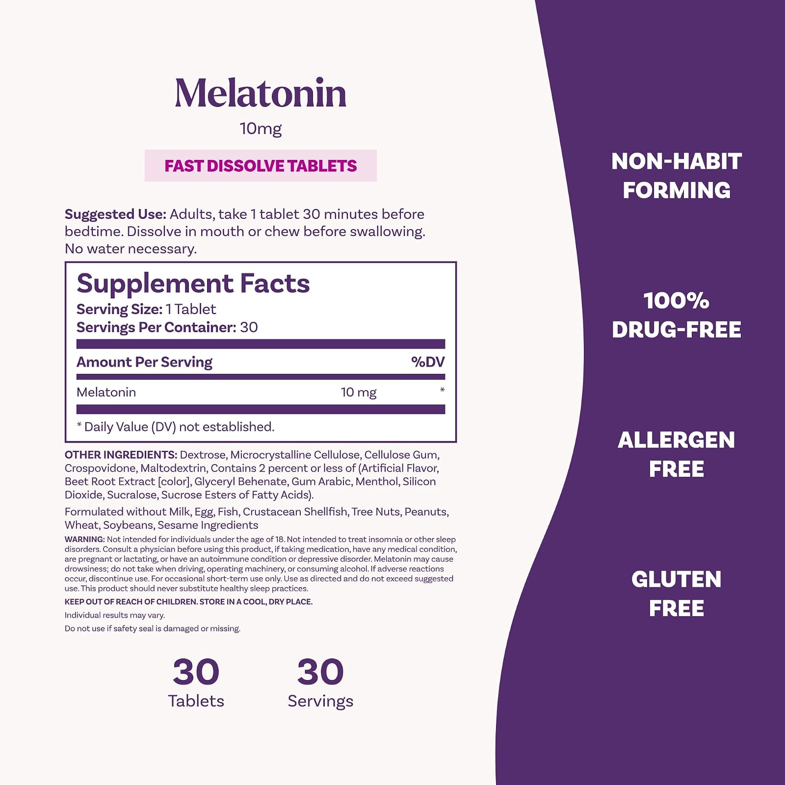 Melatonin tablets for improved sleep quality