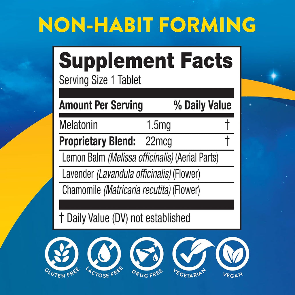 Melatonin tablets for improved sleep routine