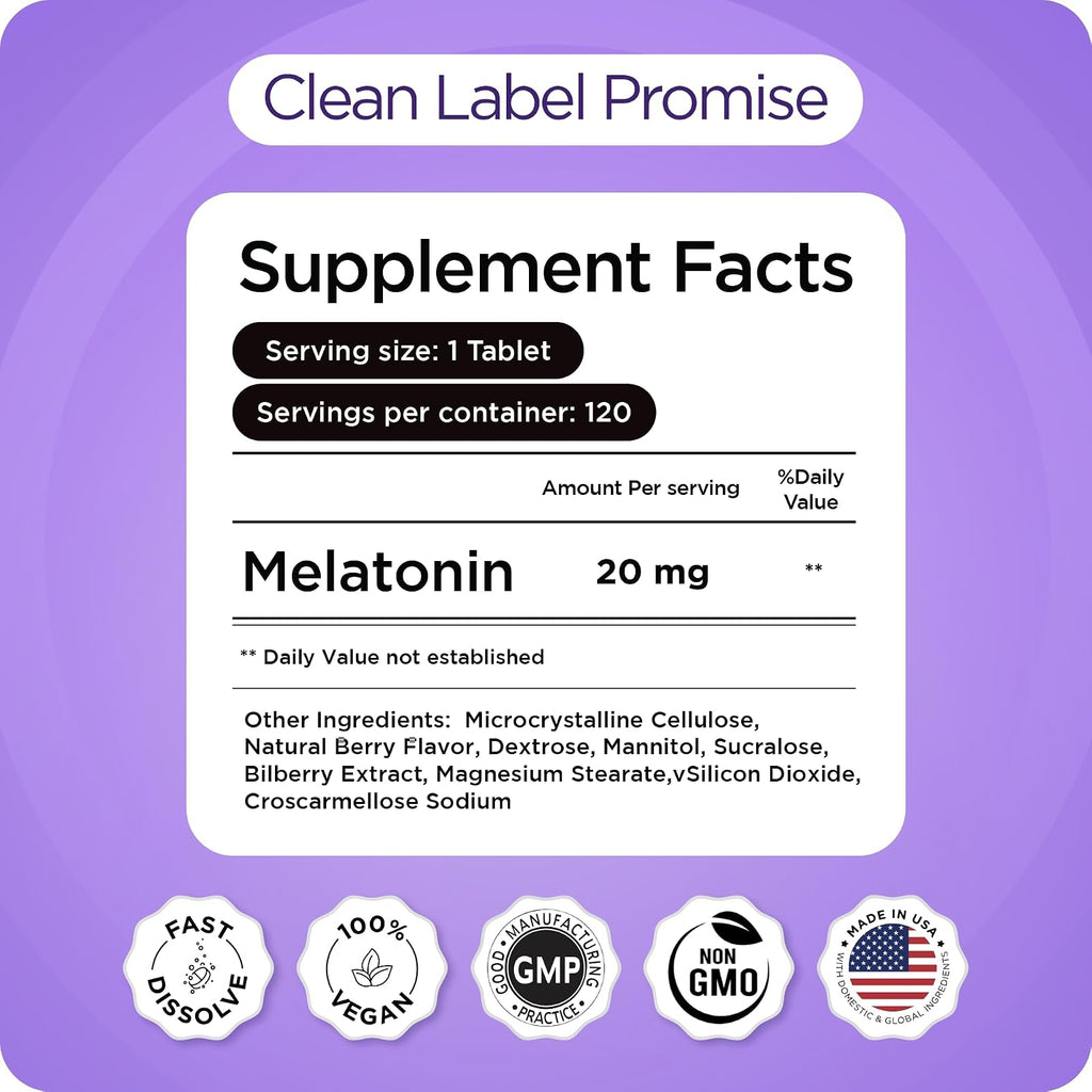 Melatonin tablets for nighttime comfort