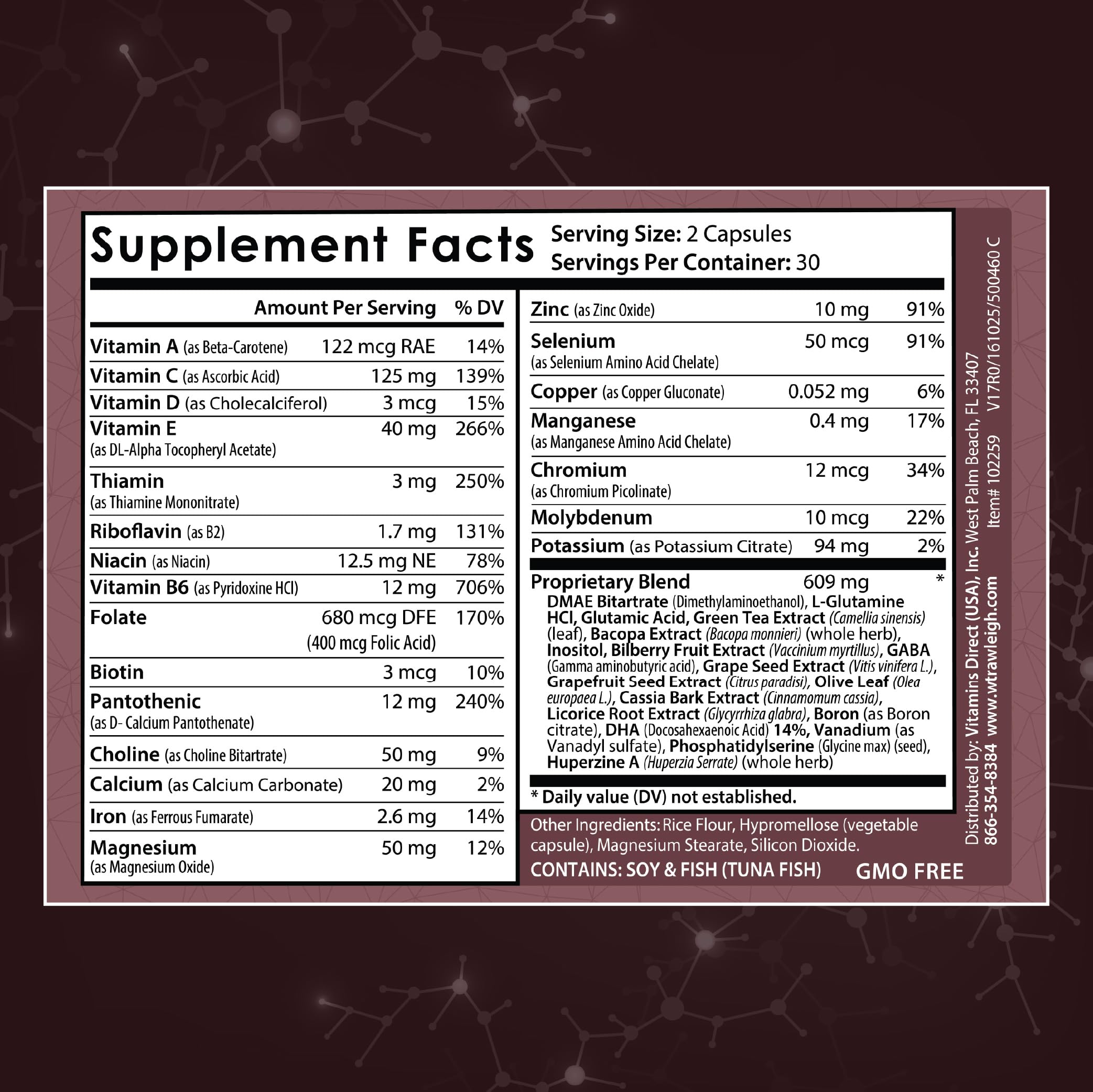 Memory boosting blended vitamin capsules