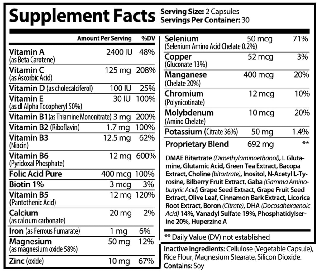 memory support blended vitamin supplement