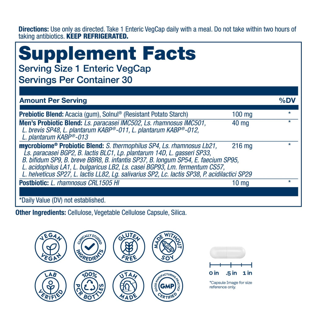 Men's digestive health probiotic capsules