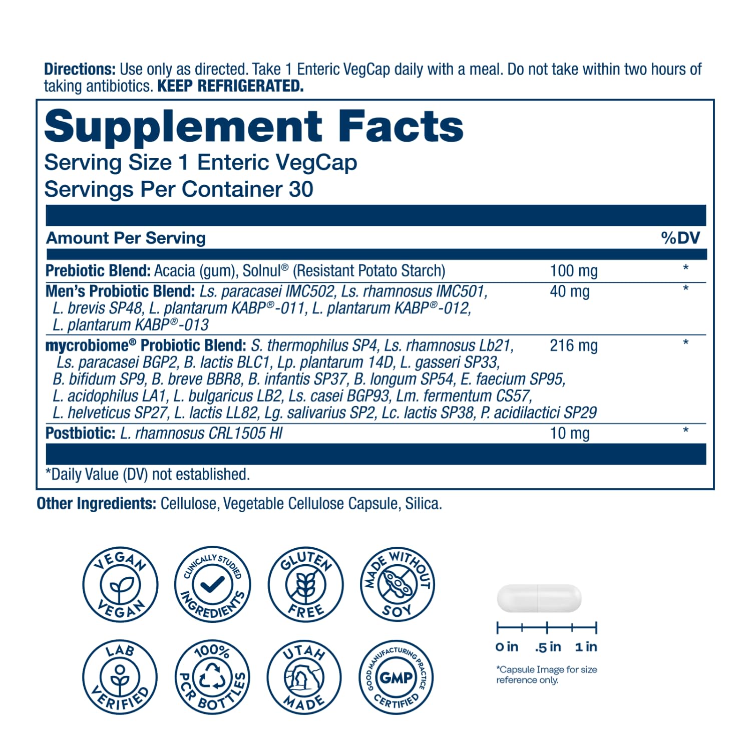 Men's digestive health probiotic capsules
