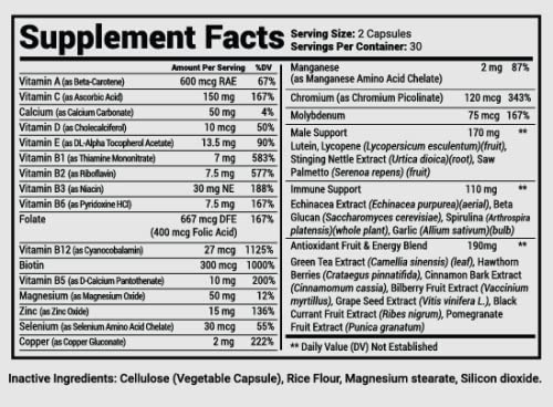 Men's multivitamin for optimal immune function