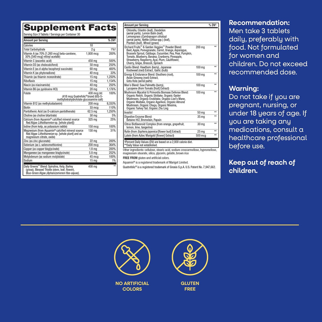 Men's multivitamin with essential nutrients