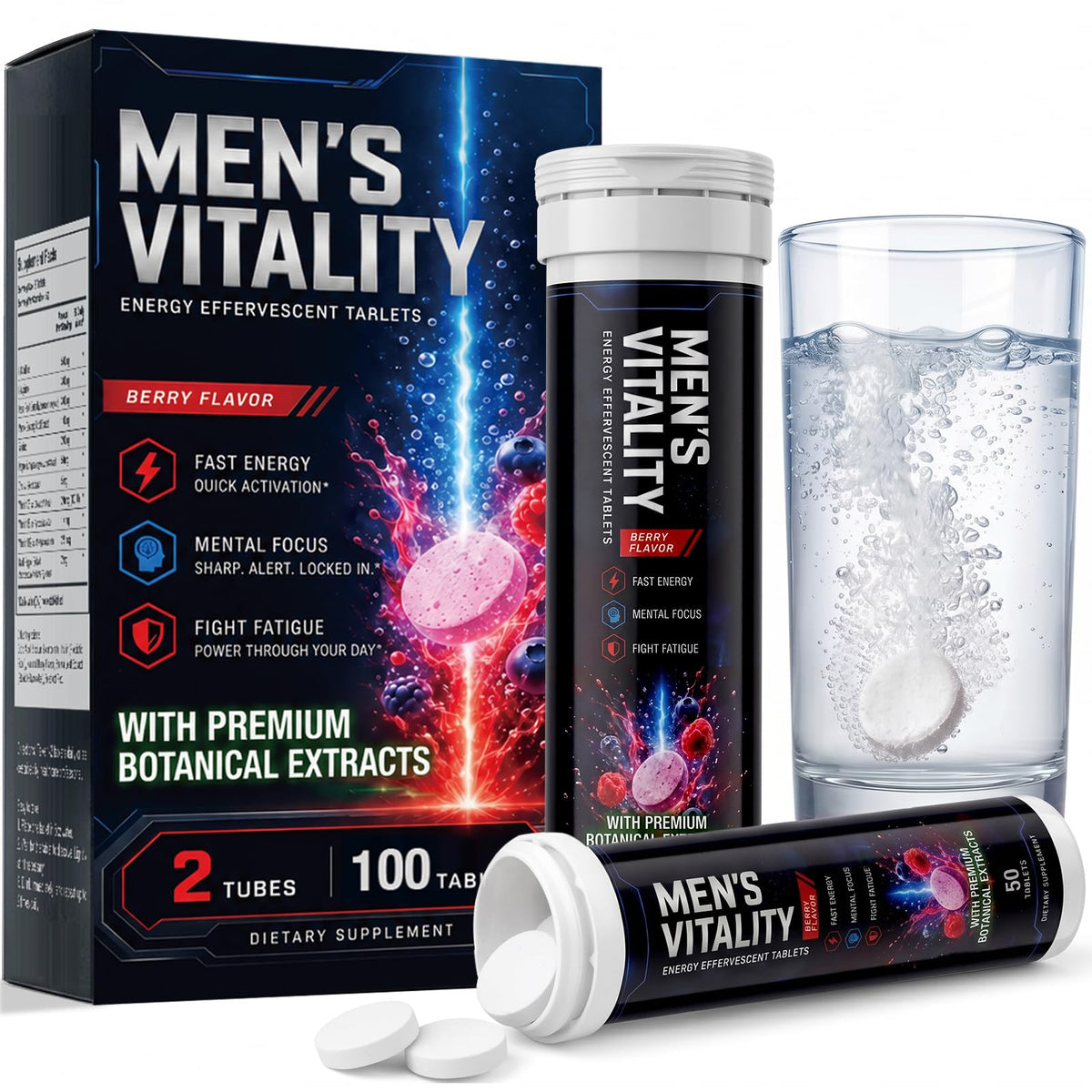 Men Vitality effervescent tablets for energy