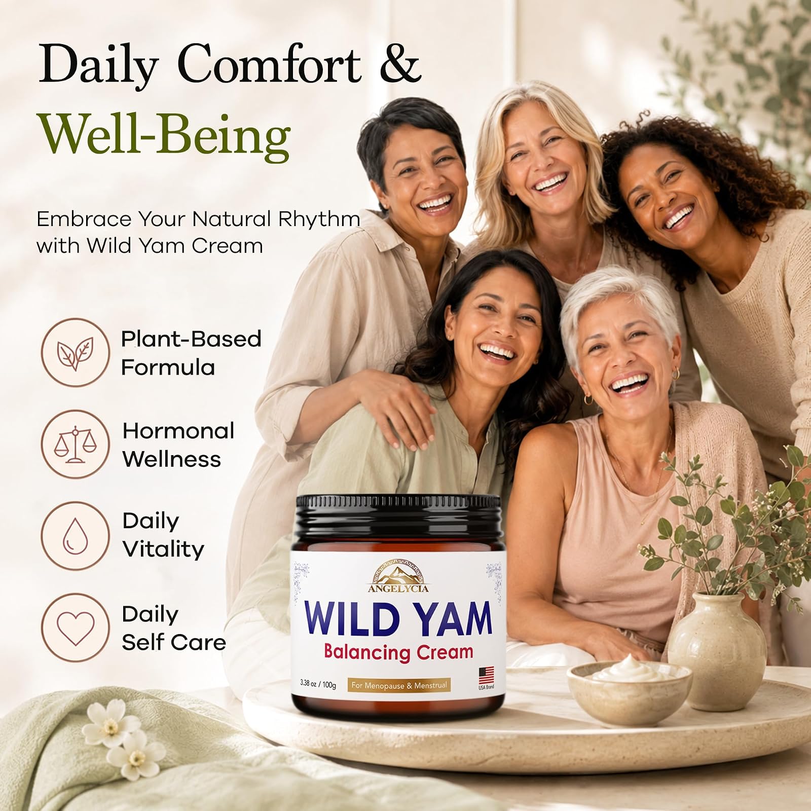 menopause support with ANGELYCIA organic cream