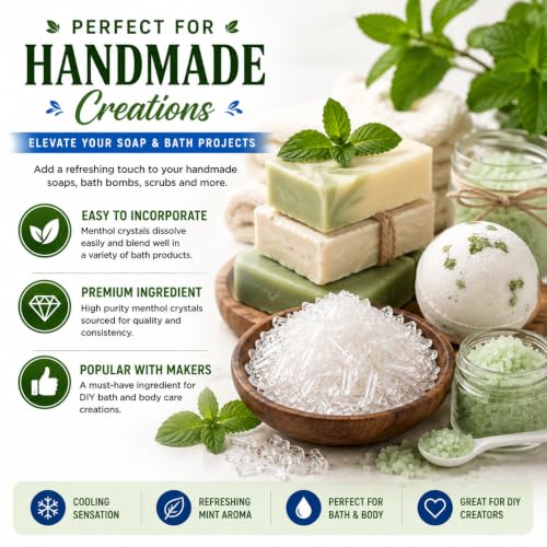Menthol crystals for refreshing beverages