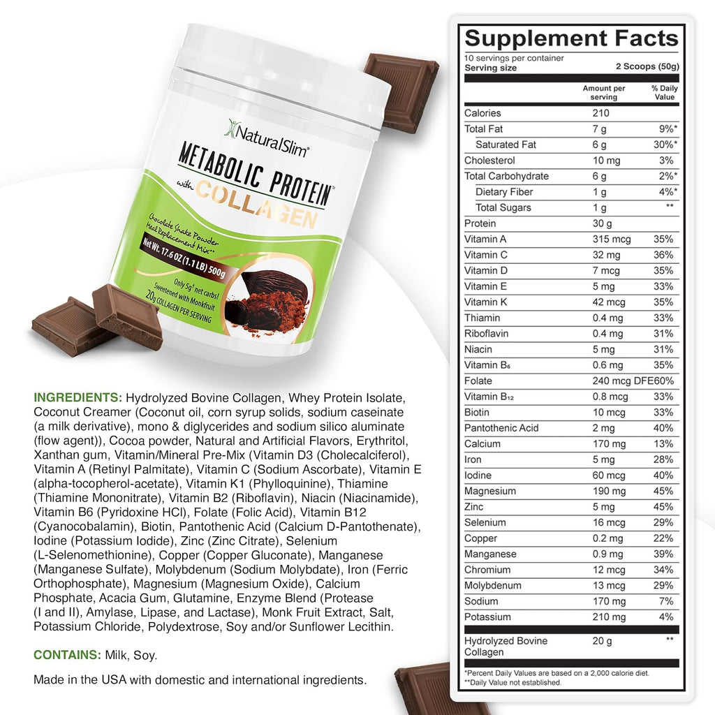Metabolic protein powder with collagen