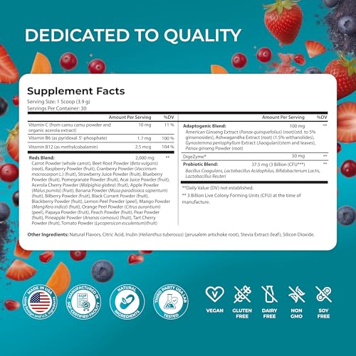 Metabolic Reds greens powders for vitality