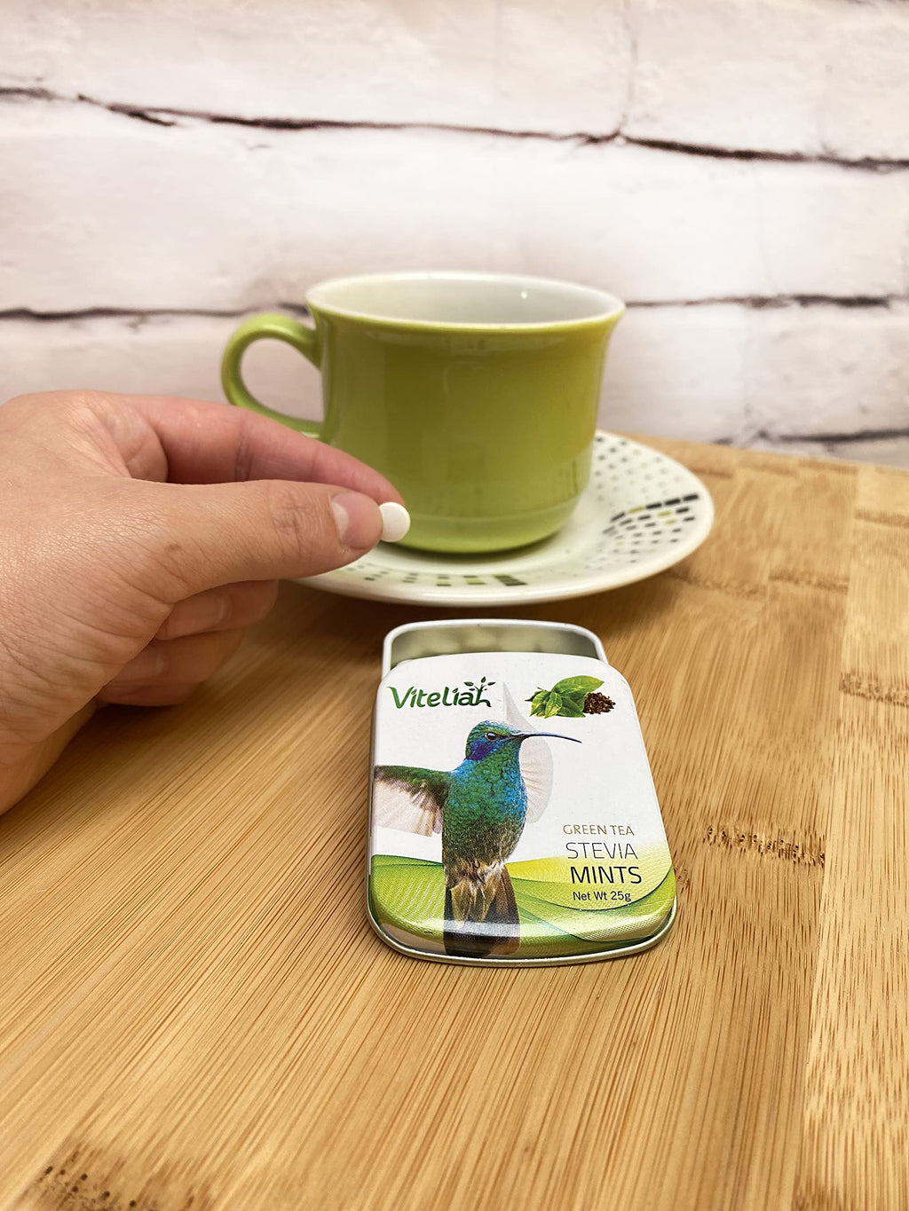 metallic tin green tea mints