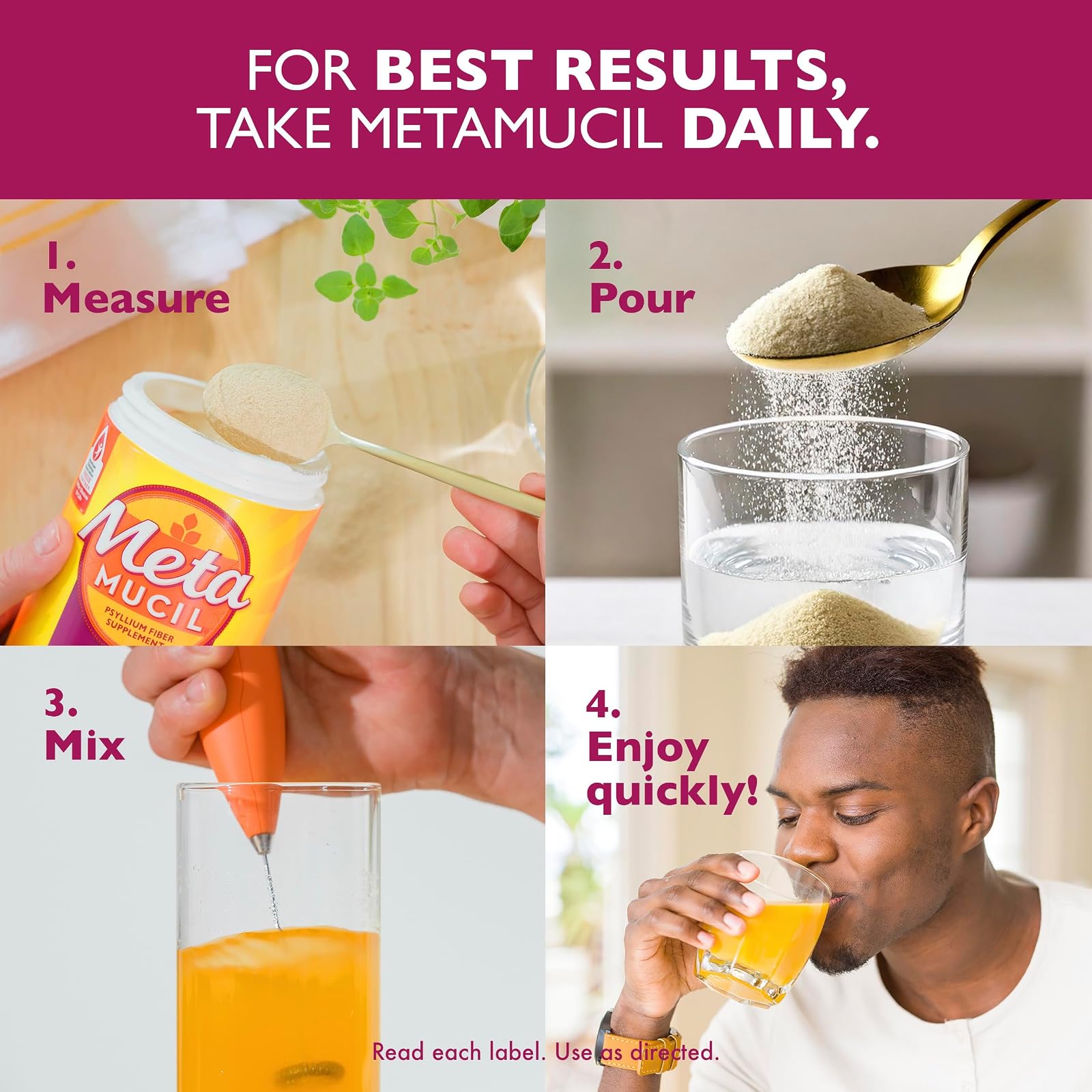 Metamucil fiber supplement for gut health