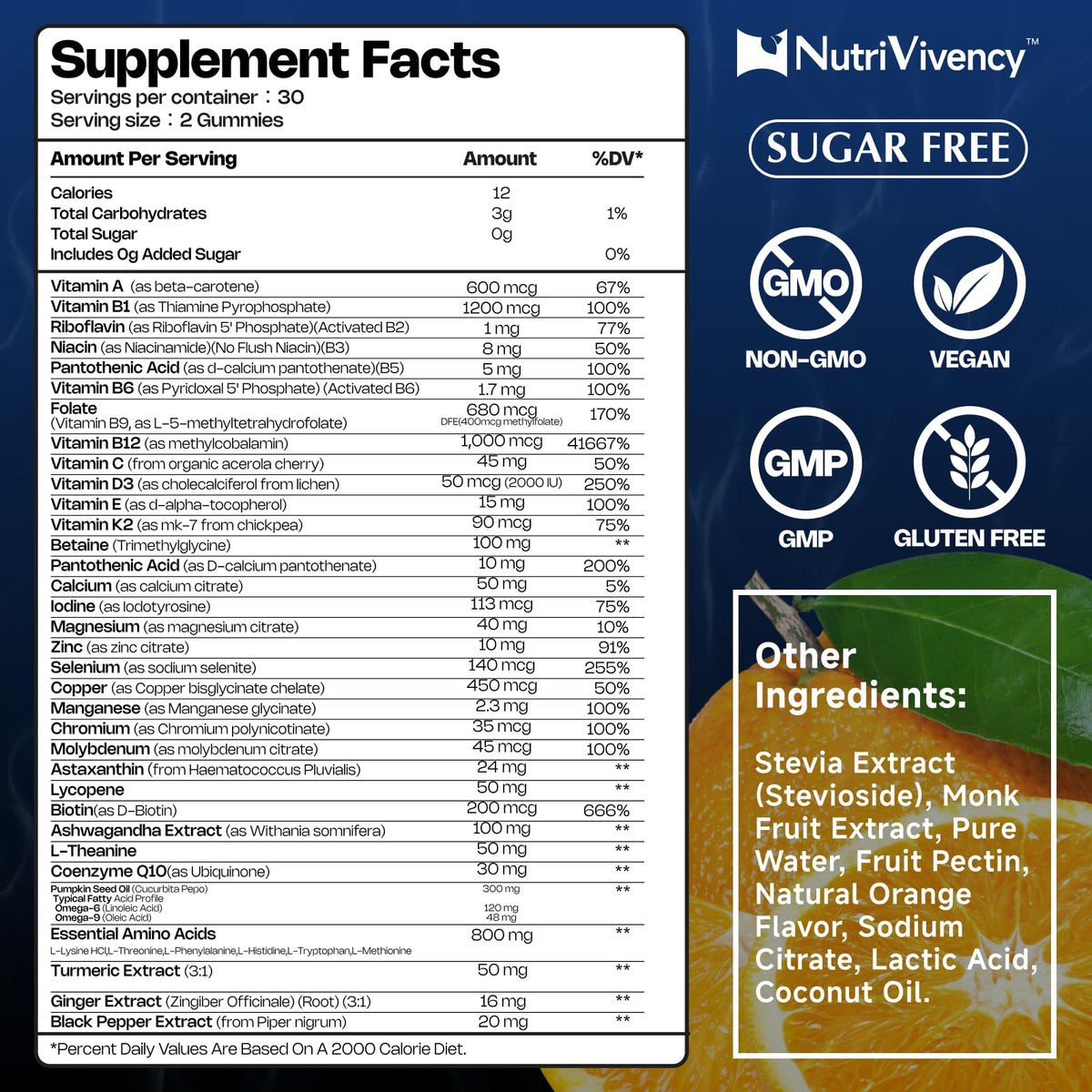Methylated multivitamin gummies with 40 nutrients