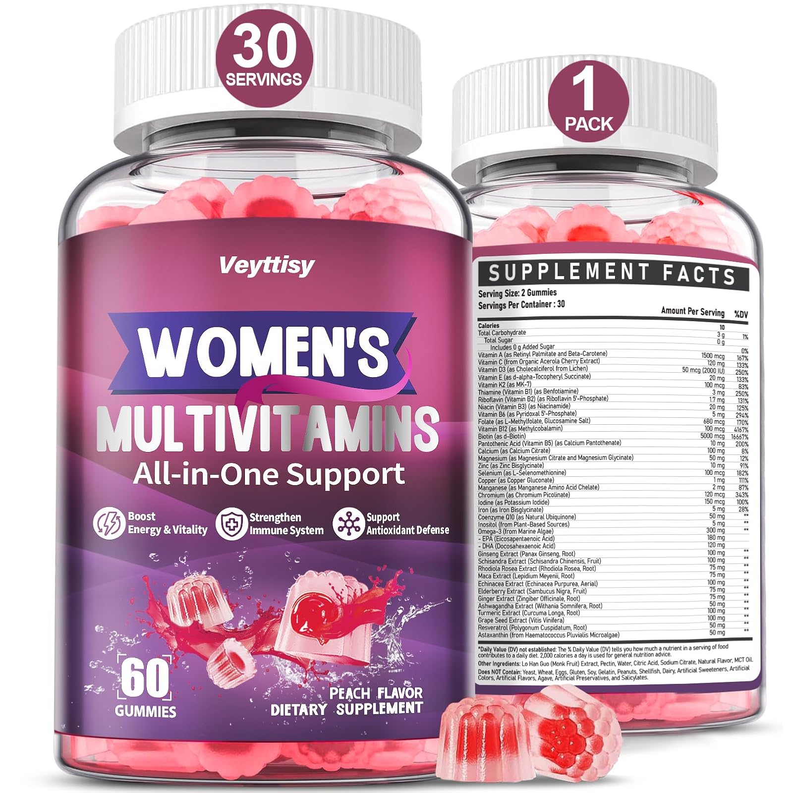 Methylated multivitamin gummy for energy