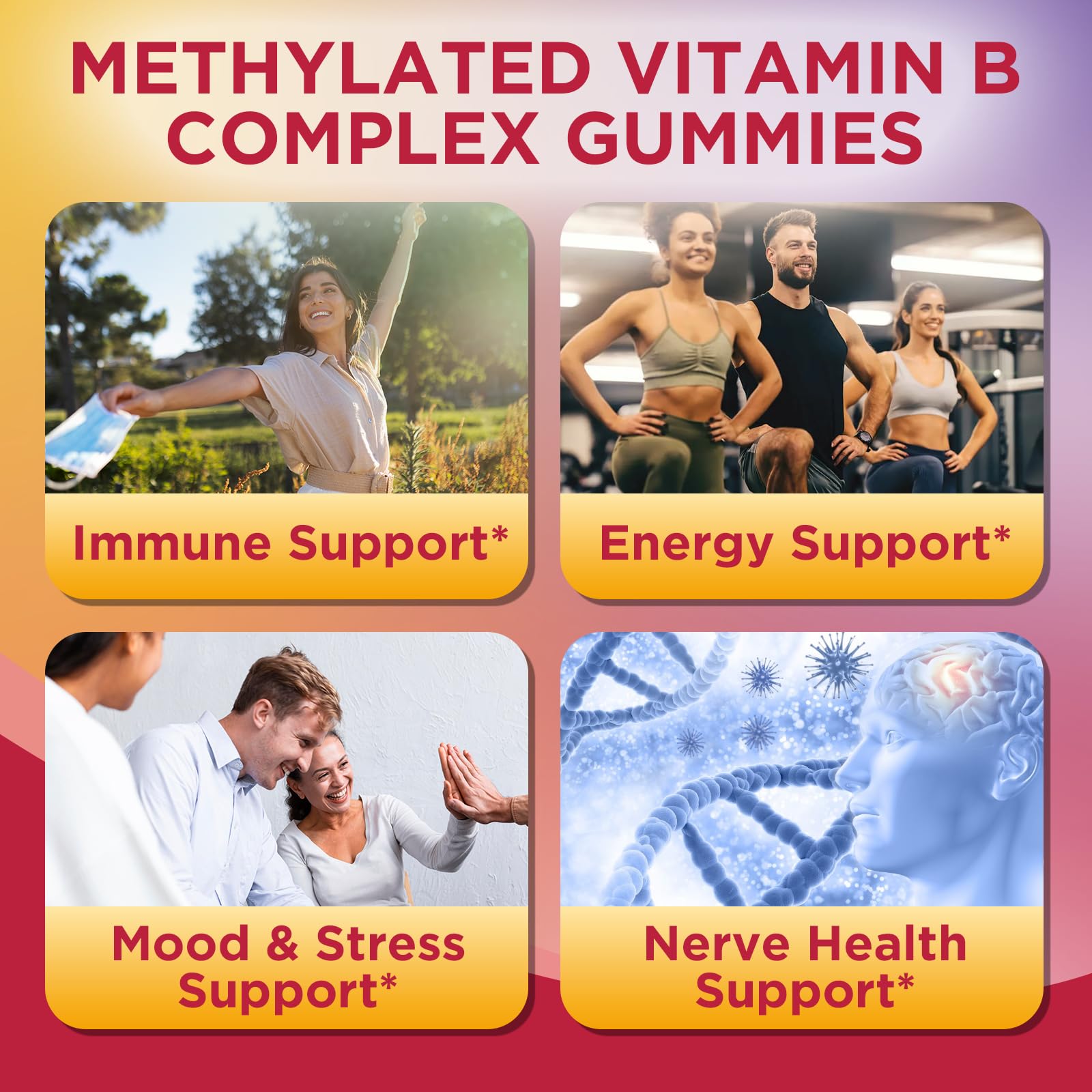 Methylated Vitamin B Complex gummies for brain health
