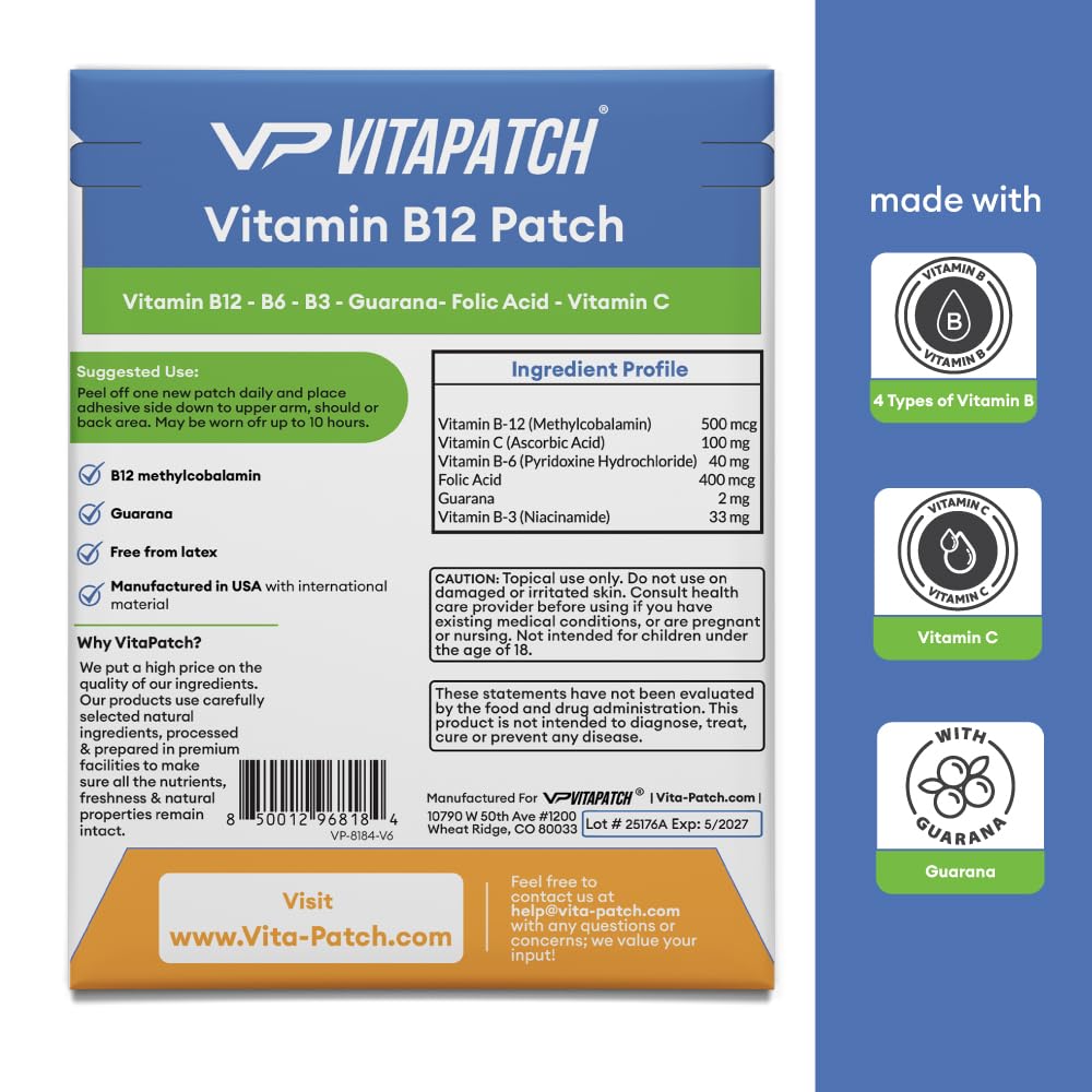 Methylcobalamin vitamin B12 skin patch
