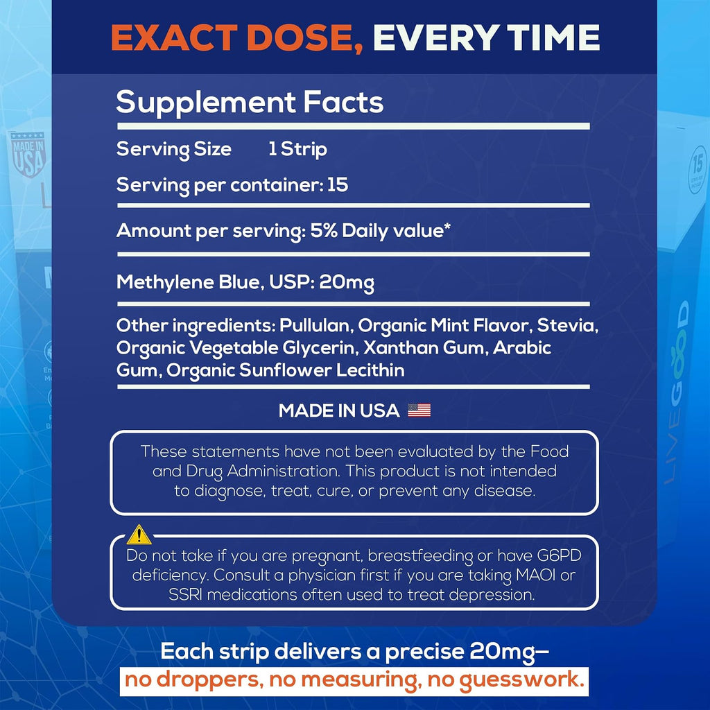 Methylene Blue 20 mg multivitamin strips