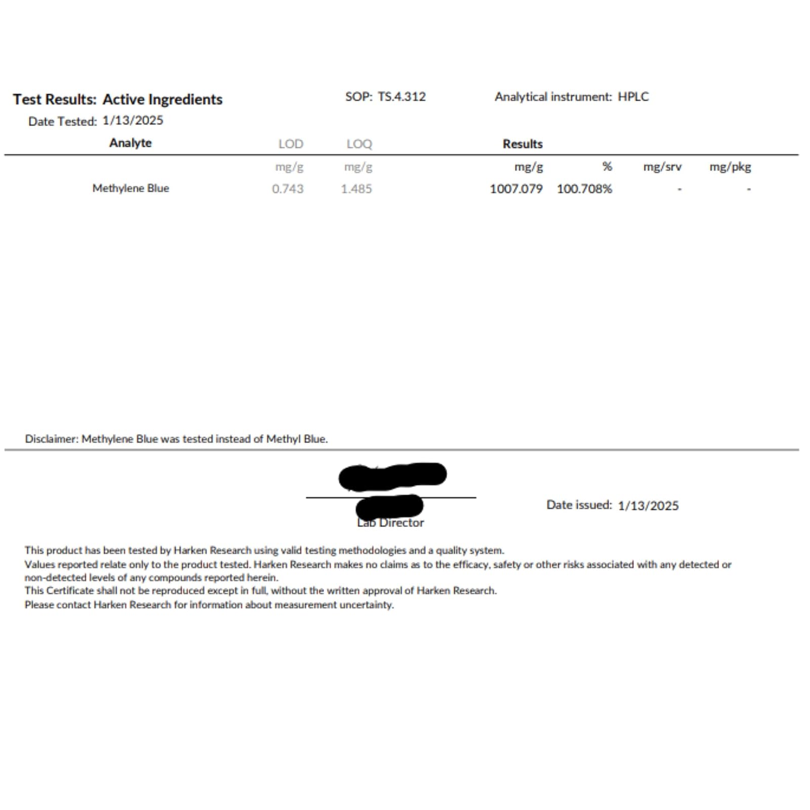 Methylene Blue immune support tablets