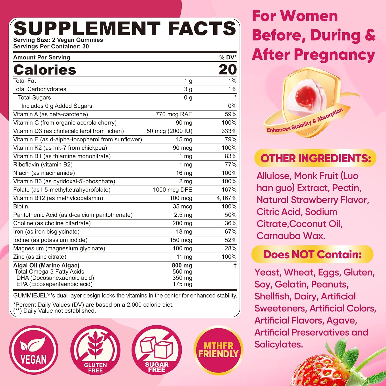 Methylfolate 1 mg prenatal gummies