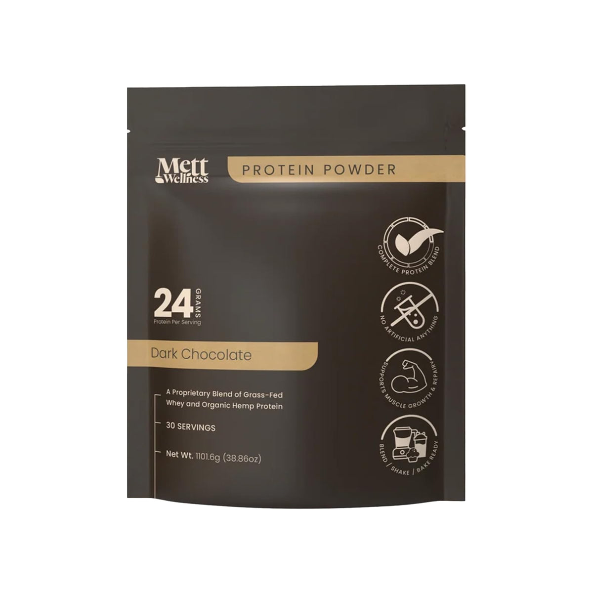 Mett Wellness dark chocolate protein powder