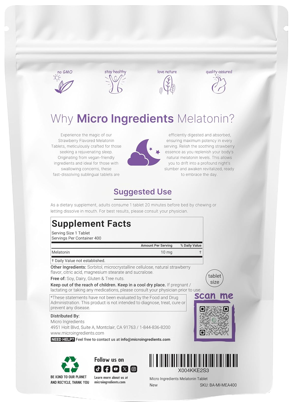 Micro Ingredients melatonin tablets