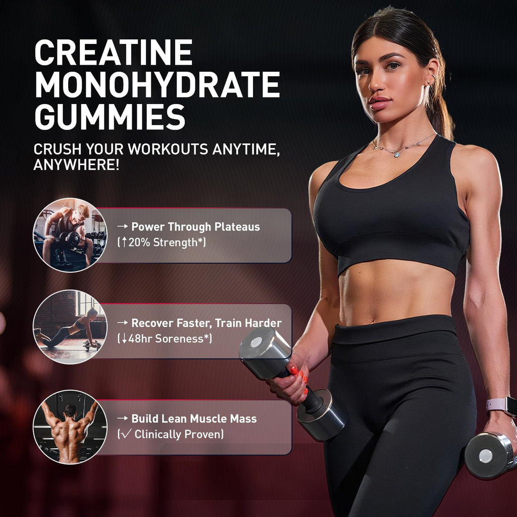 Micronized creatine gummies for muscle growth