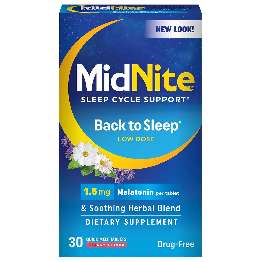 MidNite melatonin tablets for restful sleep
