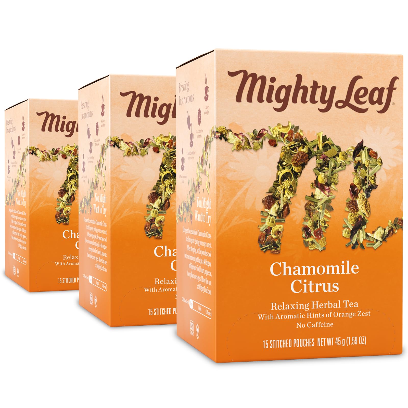 Mighty Leaf chamomile herbal tea pouches