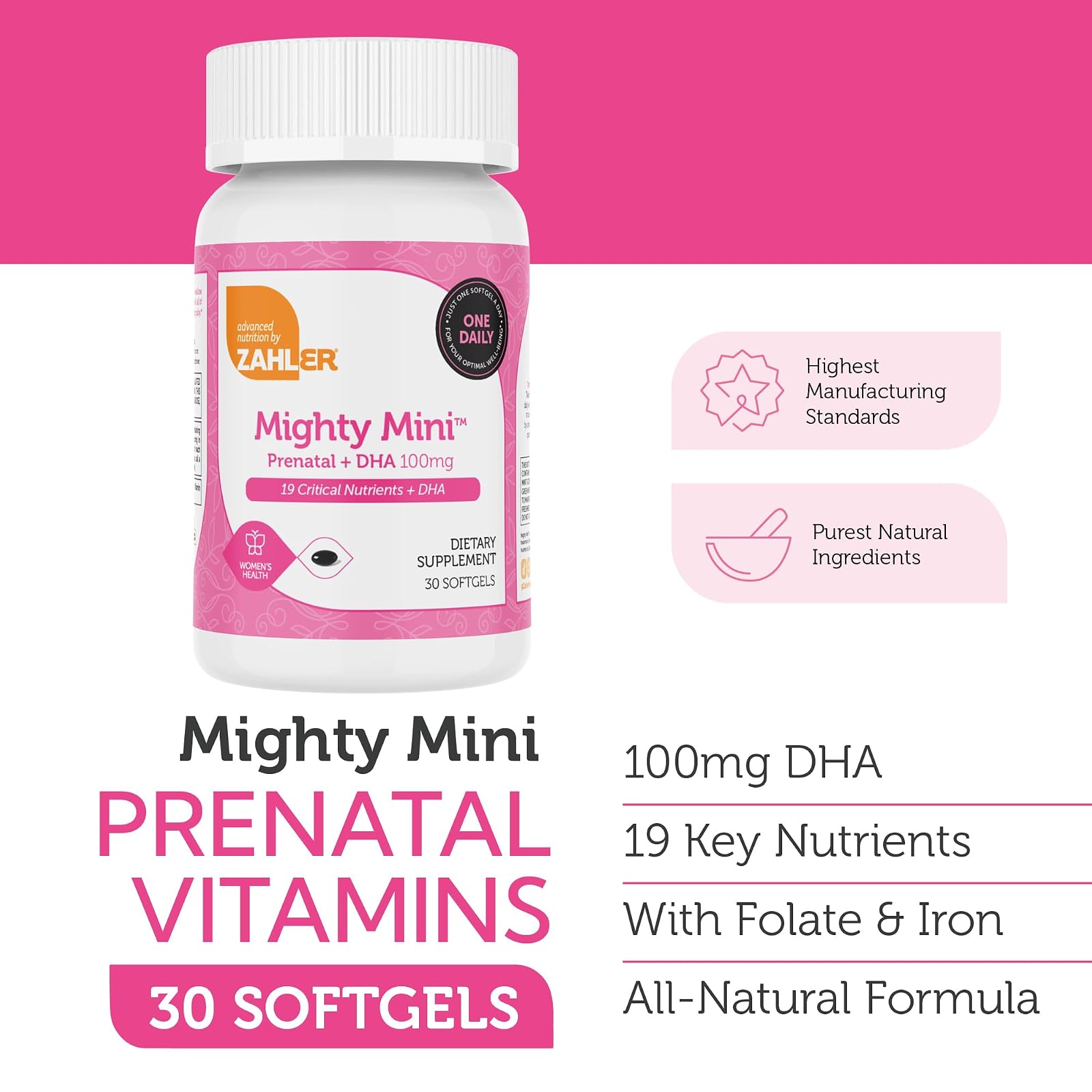 Mighty Mini prenatal softgels for moms