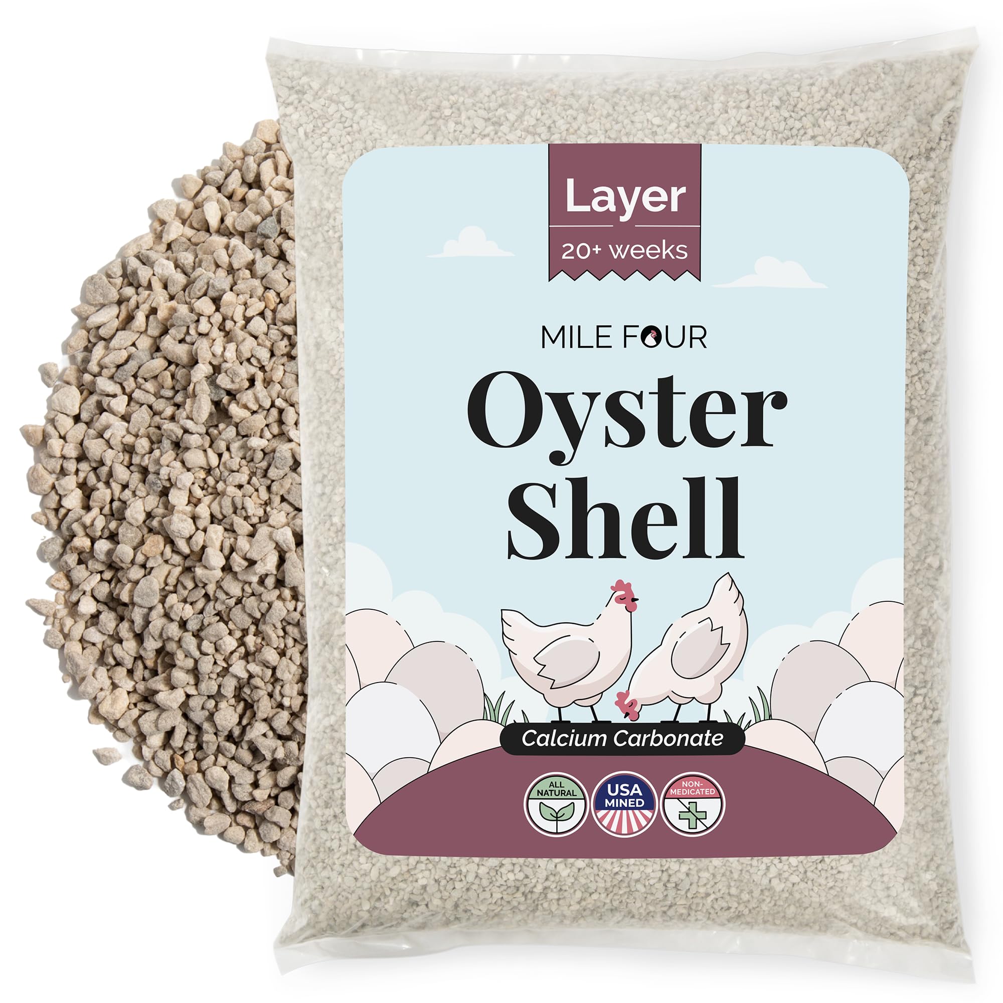 Mile Four Oyster poultry feed for strong eggshells