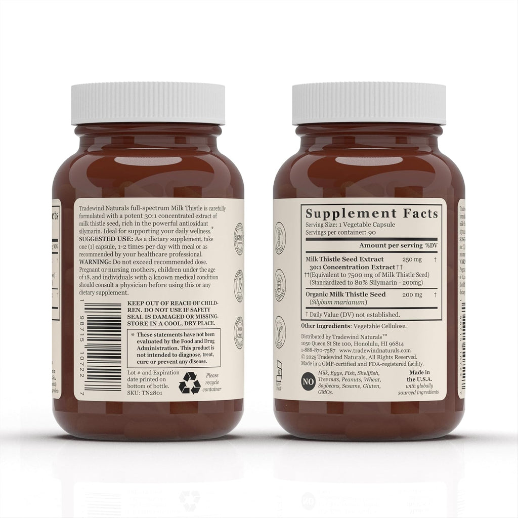 Milk Thistle capsules for wellness