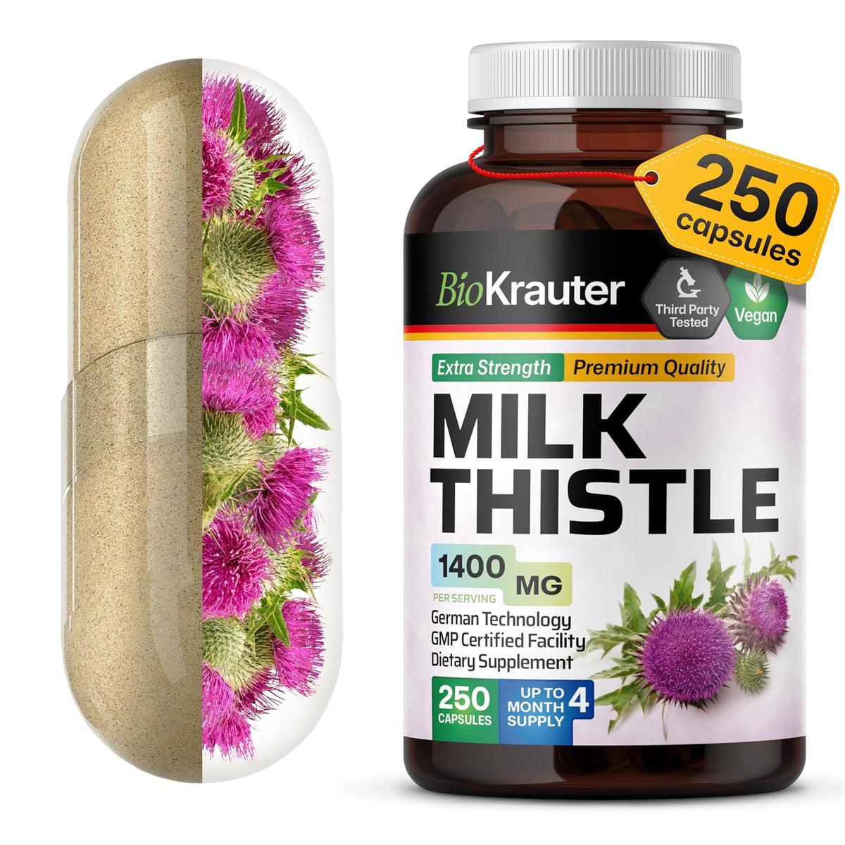 milk thistle herbal supplement capsules
