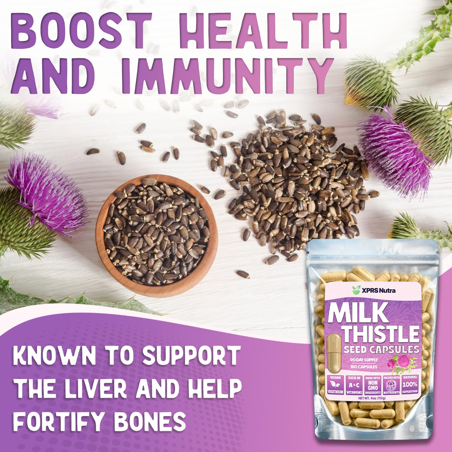 milk thistle seed capsules for wellness