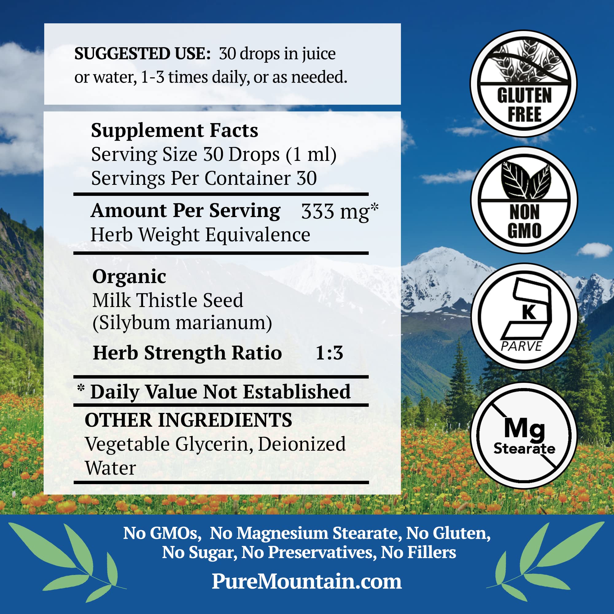 milk thistle tincture with 30 servings