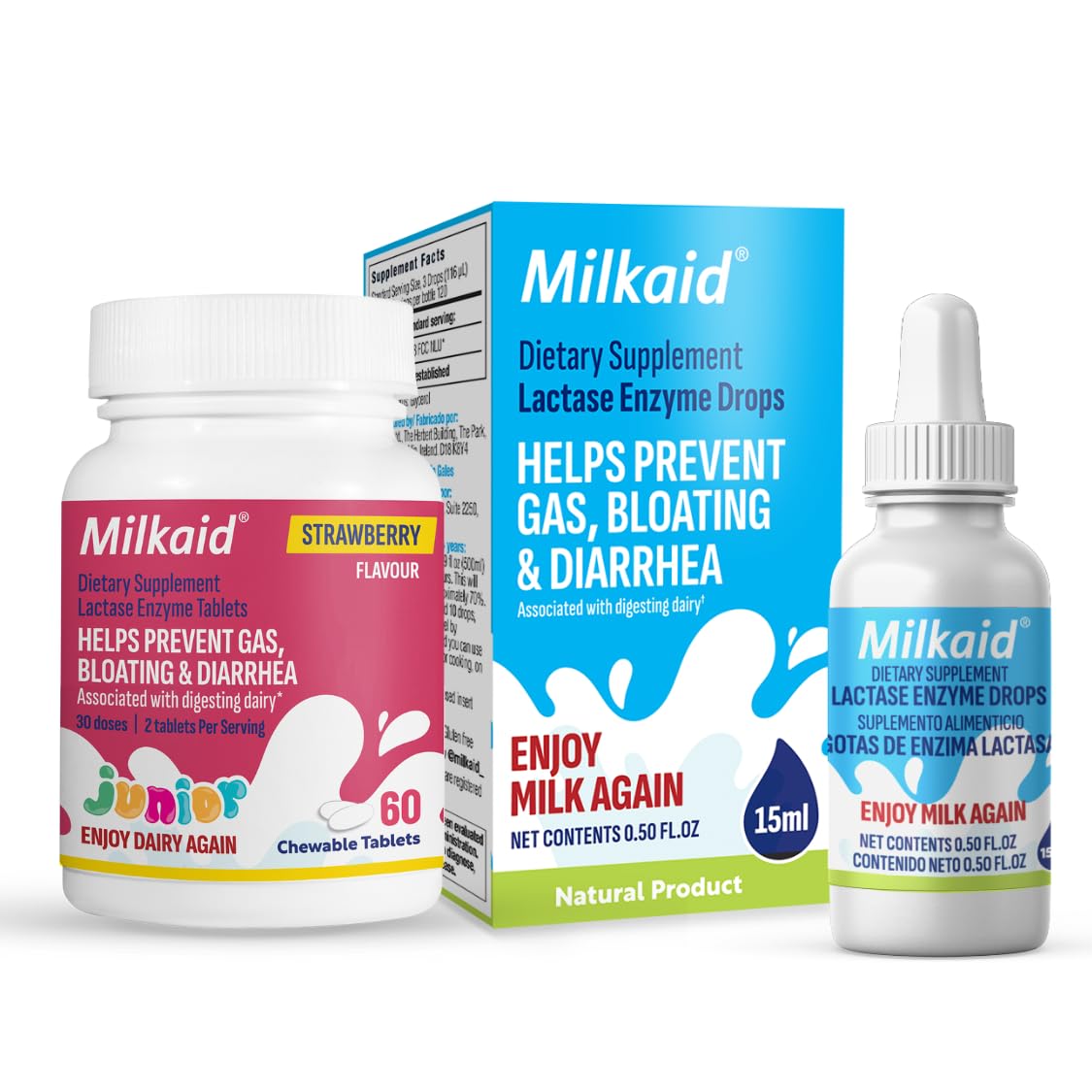 Milkaid Junior chewable lactase tablets