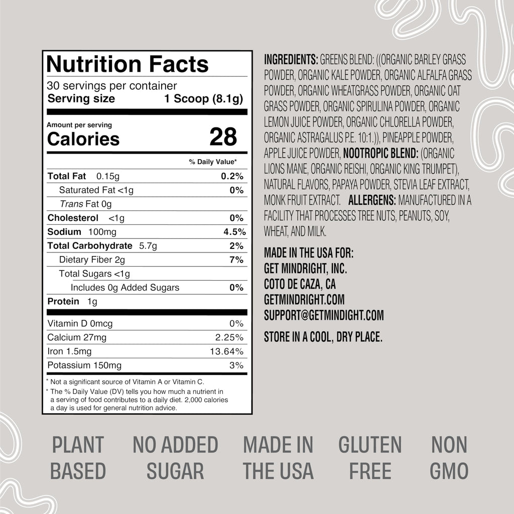 mindright Super Greens easy daily boost