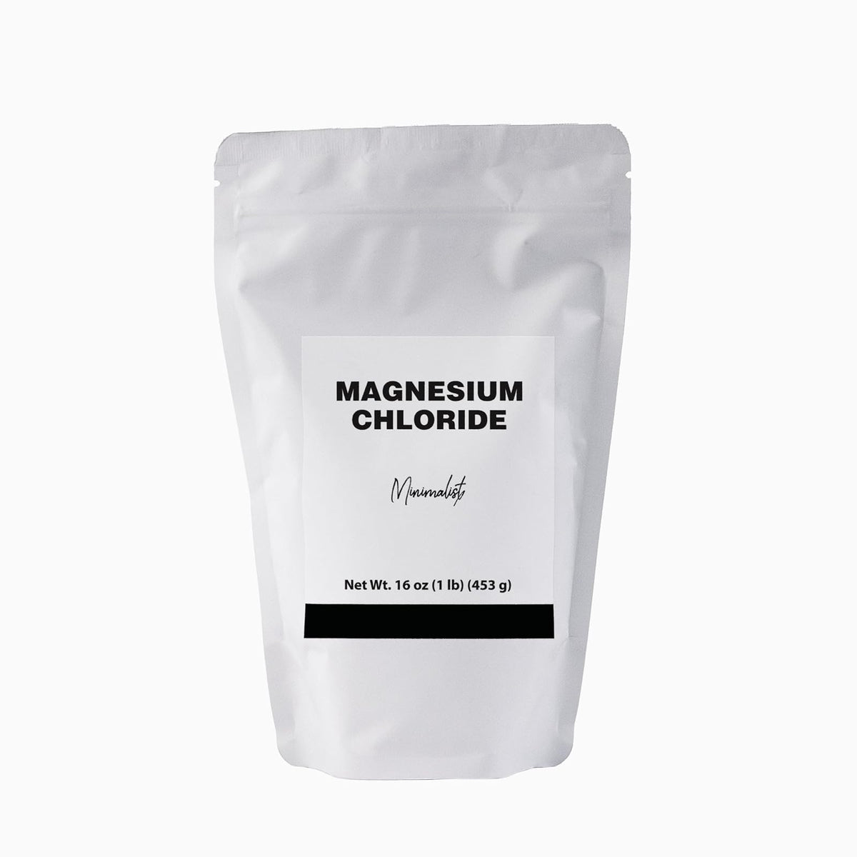 minimalist magnesium chloride resealable bag